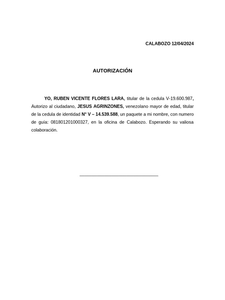 Autorización MRW | PDF