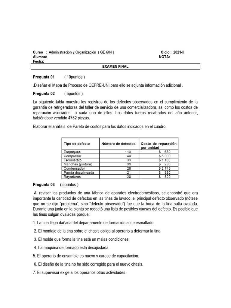 Examen Final GE604 | PDF