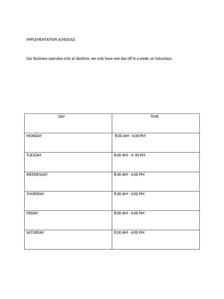 Implementation Schedule | PDF