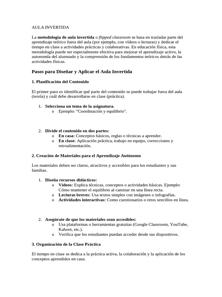 Aula Invertida en Educación Física | PDF | Comunicación humana ...