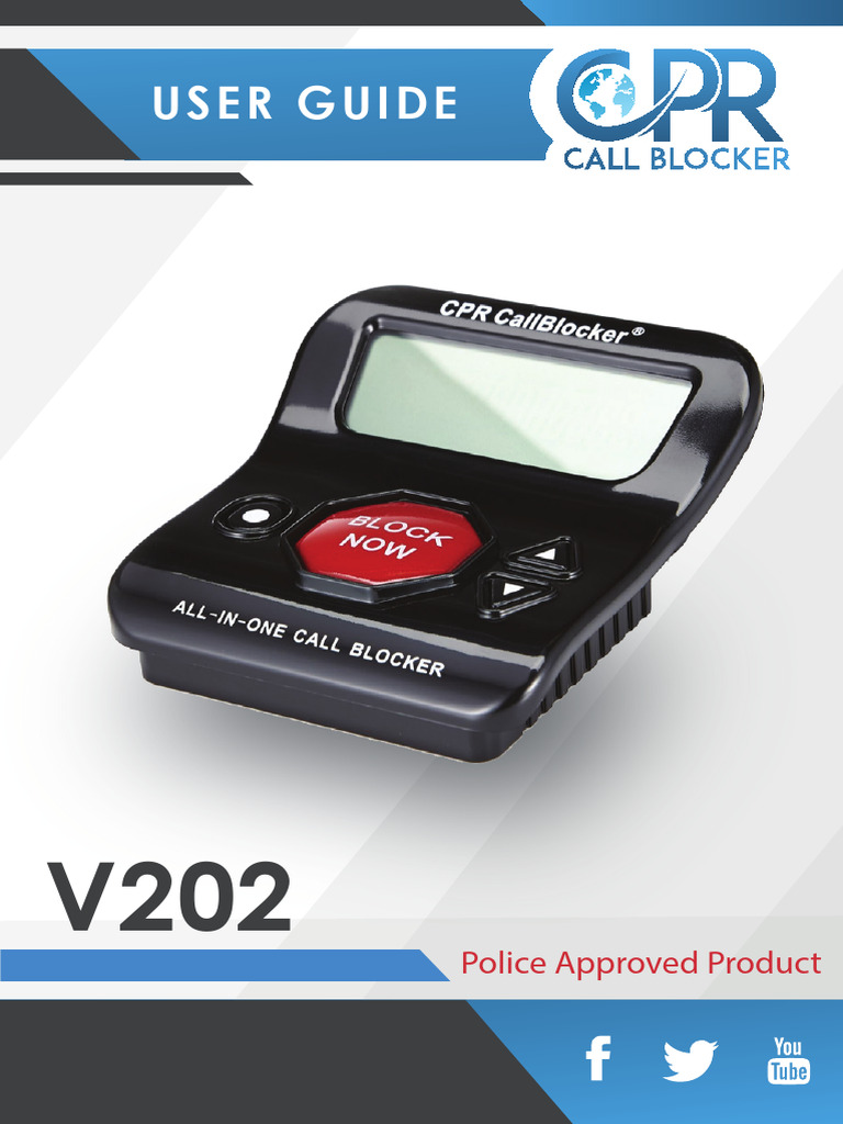 CPR Call Blocker V202 User Guide | PDF | Telephone | Consumer Goods