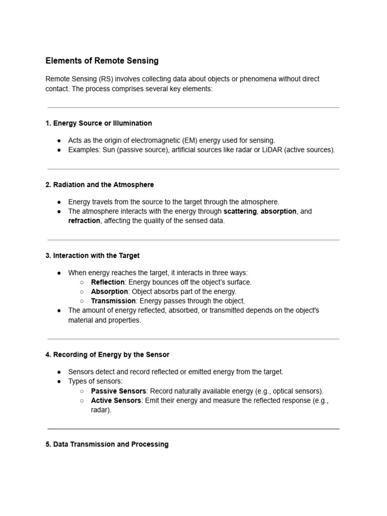 Key Elements of Remote Sensing Explained | PDF | Electromagnetic ...