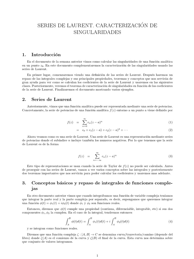 Series de Laurent | PDF | Integral | Función (Matemáticas)