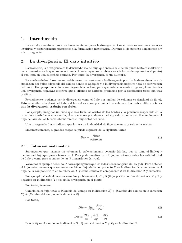 Introducción a la Divergencia Matemática | PDF | Divergencia | Integral