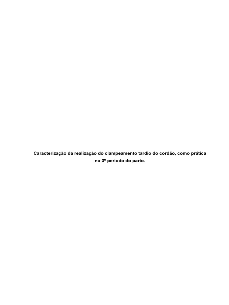 Clampeamento Tardio do Cordão no Parto | PDF | Parto | Gravidez