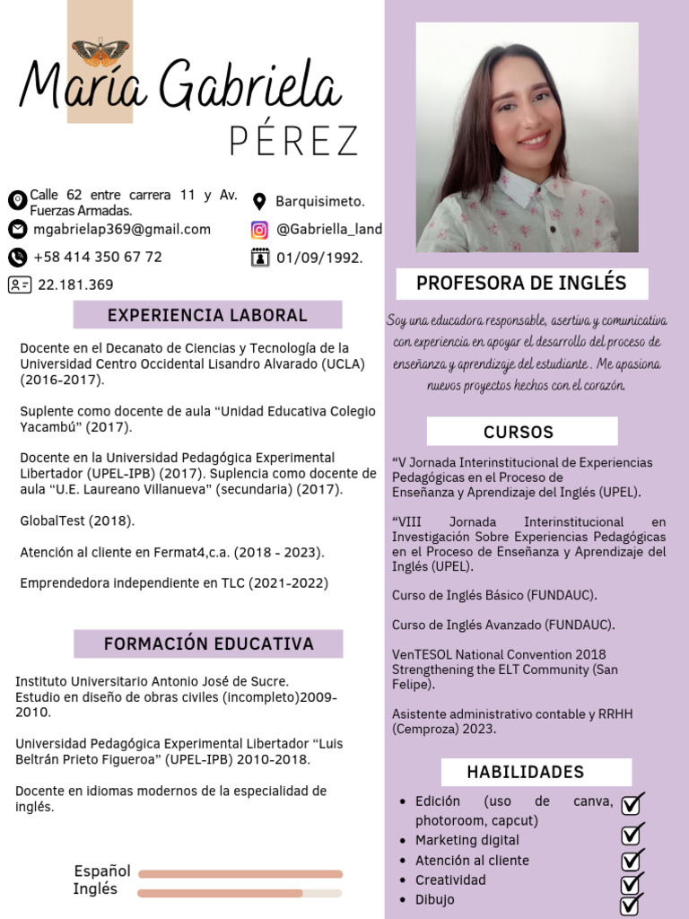 CURRICULUM VITAE Maria Gabriela Perez 2024.pdf | PDF | Maestros | Enseñando