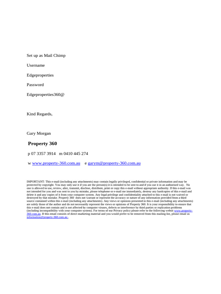 Set up as Mail Chimp | PDF