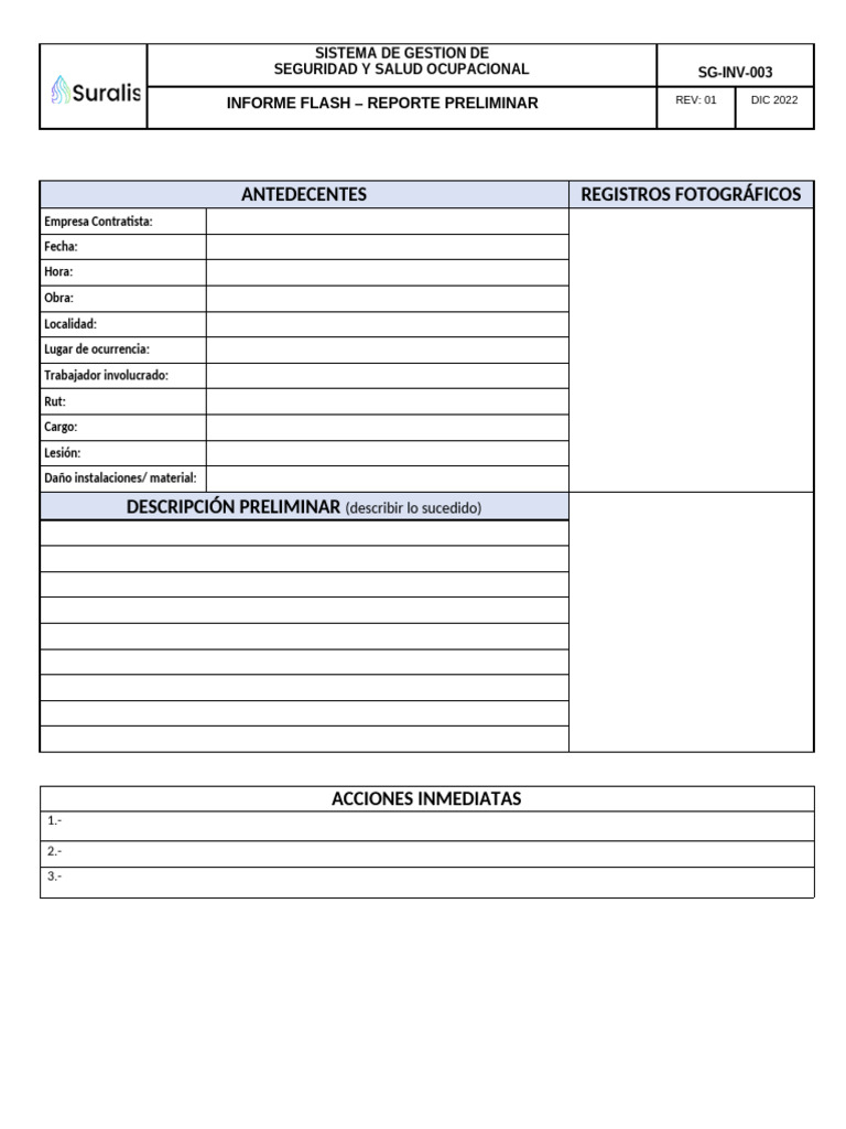 SG-INV-003 Formato Reporte Flash | PDF