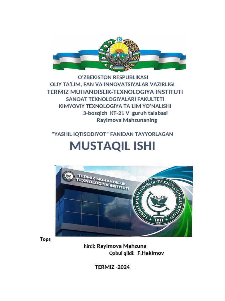 Yashil Iqtisodiyot | PDF