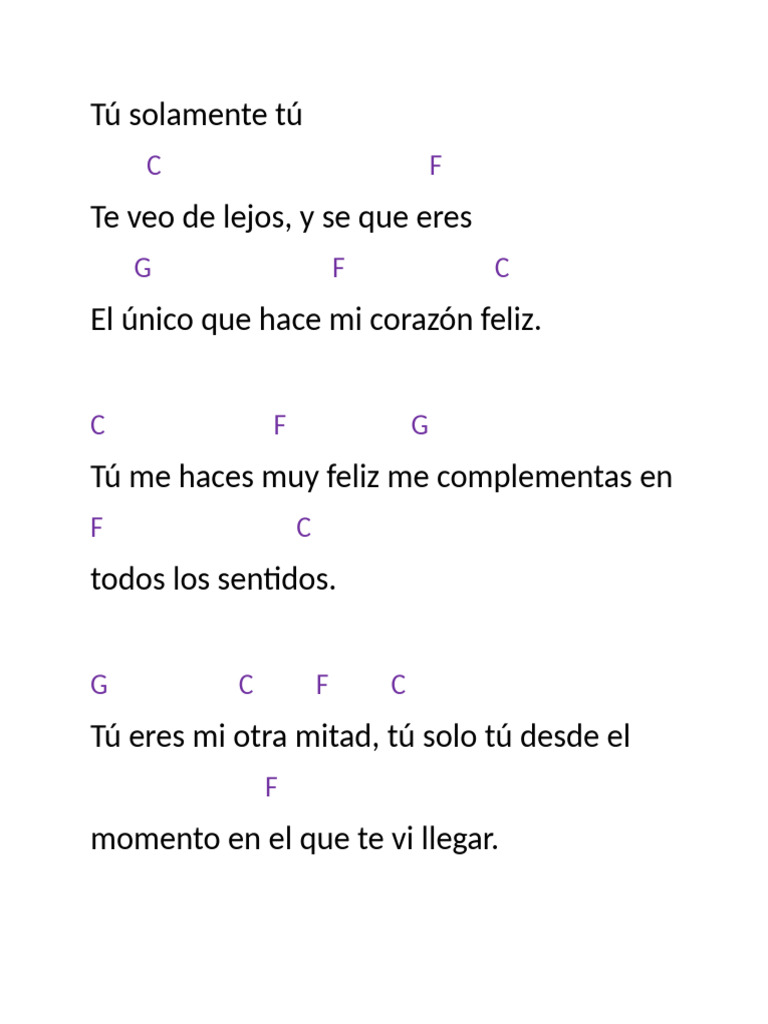 Tú Solamente Tú Canción Regina | PDF