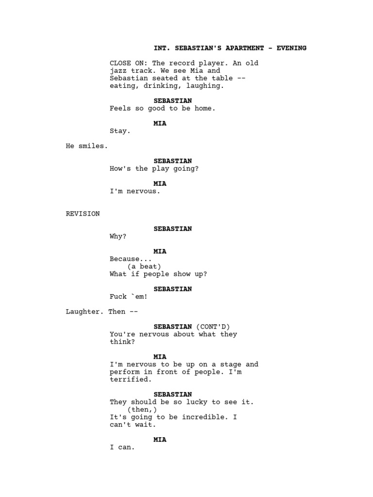 La La Land Dinner Argument Scene | PDF