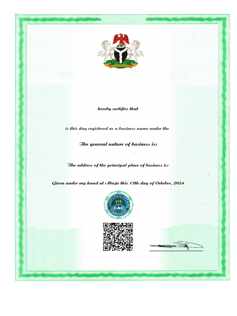 Certificate - Queen Sopuru Global Resources | PDF