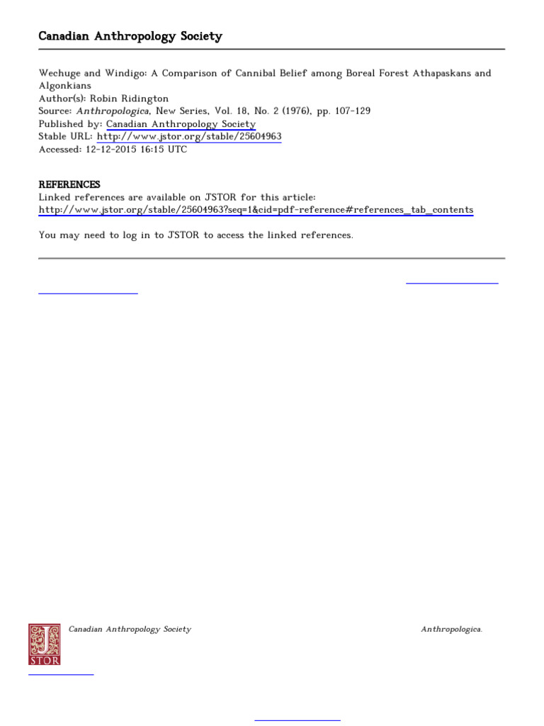 Canadian Anthropology Society Anthropologica | PDF | Psychosis | Taboo