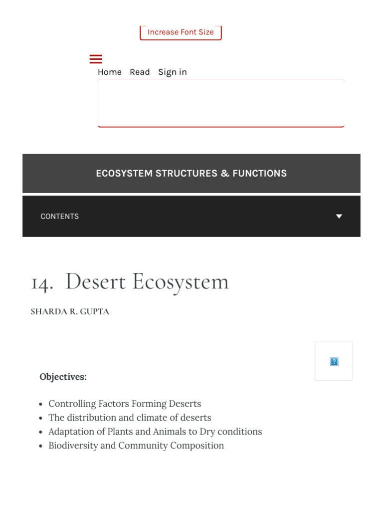Desert Ecosystem – Ecosystem Structures & Functions | PDF | Desert | Rain