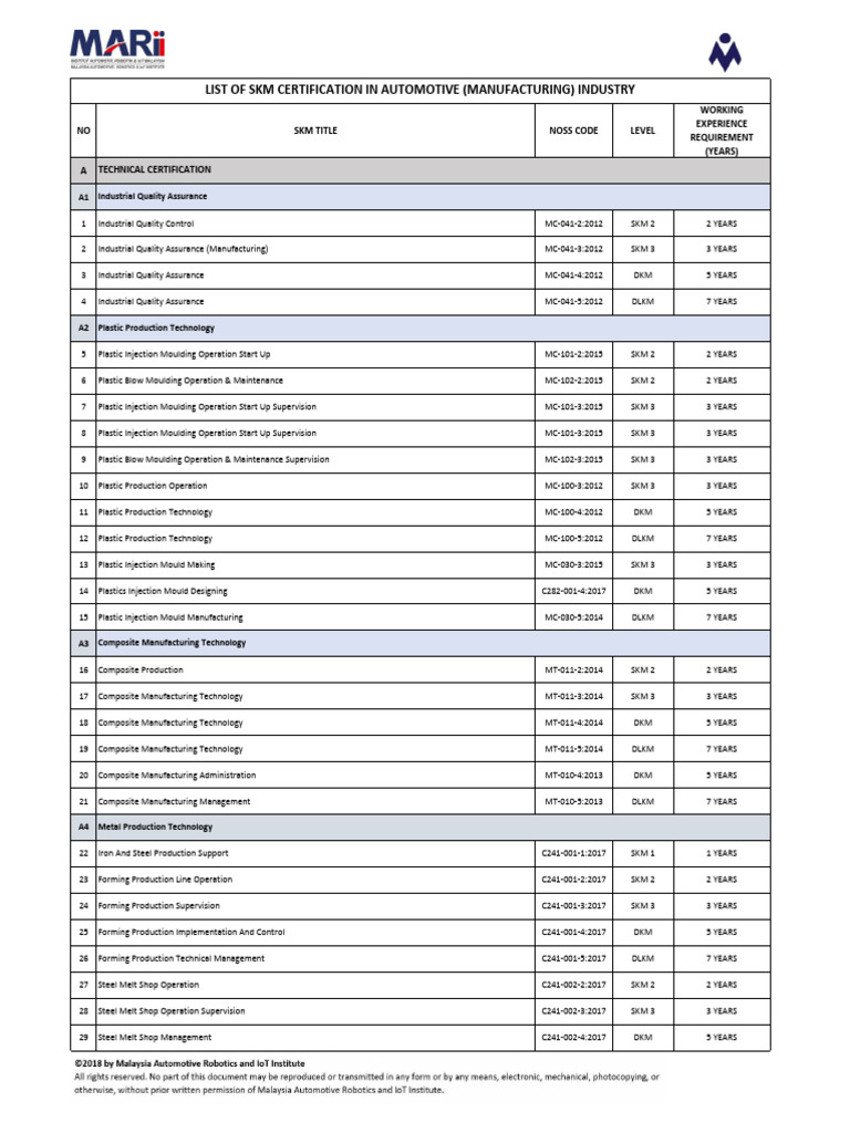 SKM Certification in Automotive Manufacturing | PDF | Welding ...