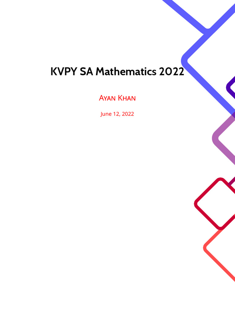 KVPY SA 2021 Mathematics | PDF | Algebra | Elementary Geometry