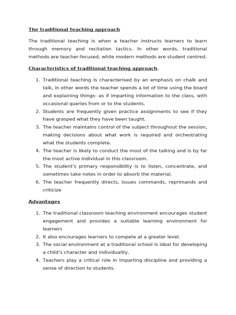 Traditional Teaching Approach_043752 | PDF