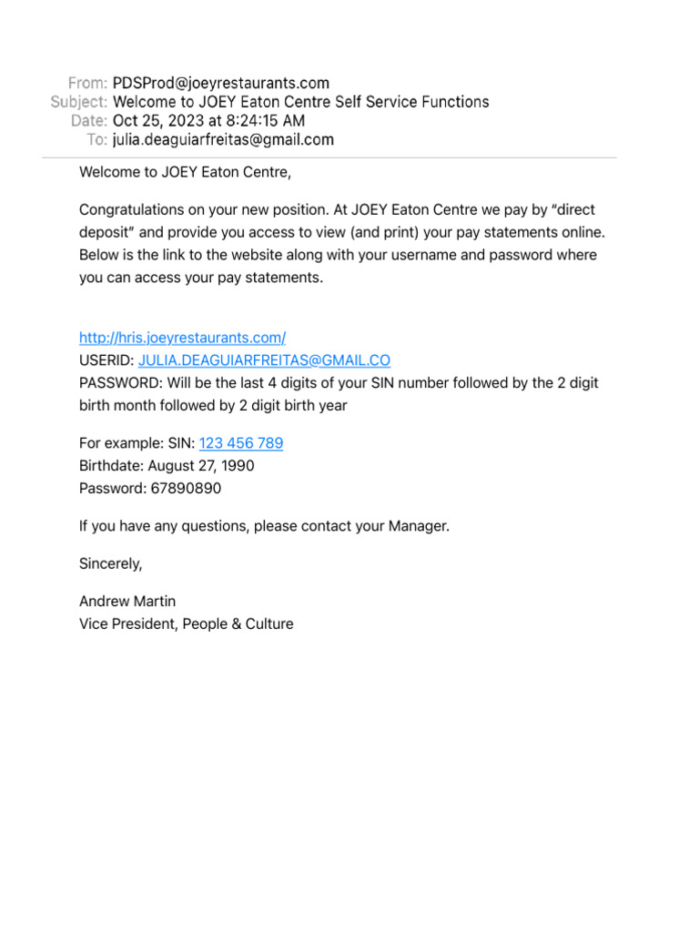 Welcome to JOEY Eaton Centre Self Service Functions | PDF