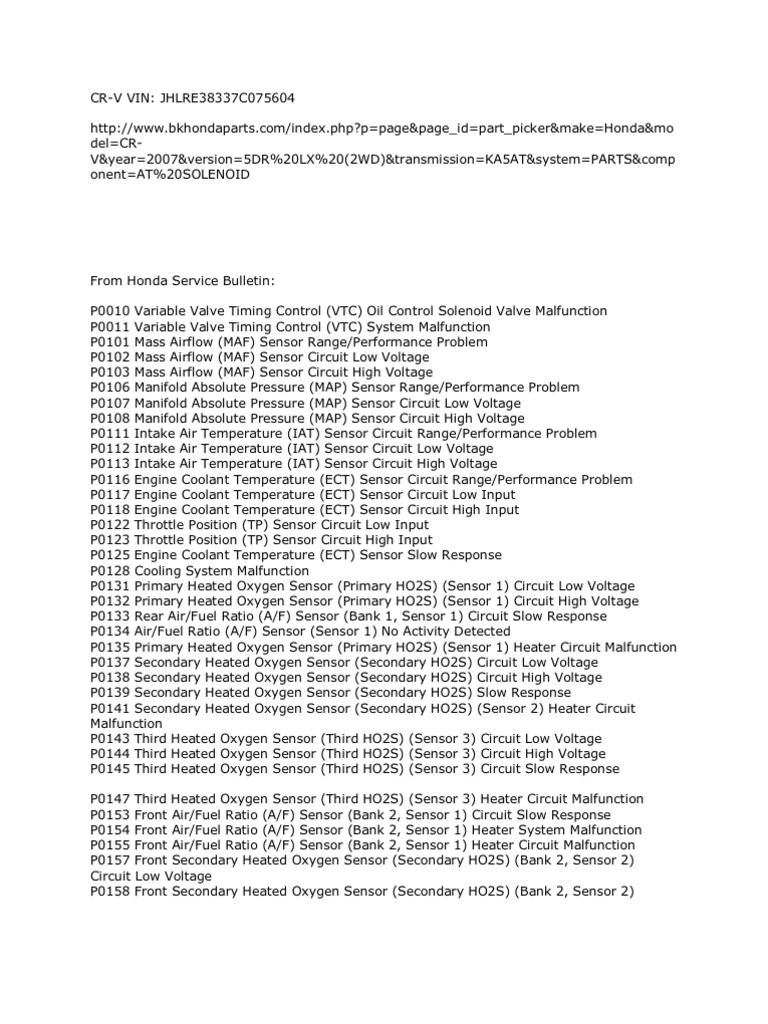 CRV Error Codes | PDF | Technology & Engineering