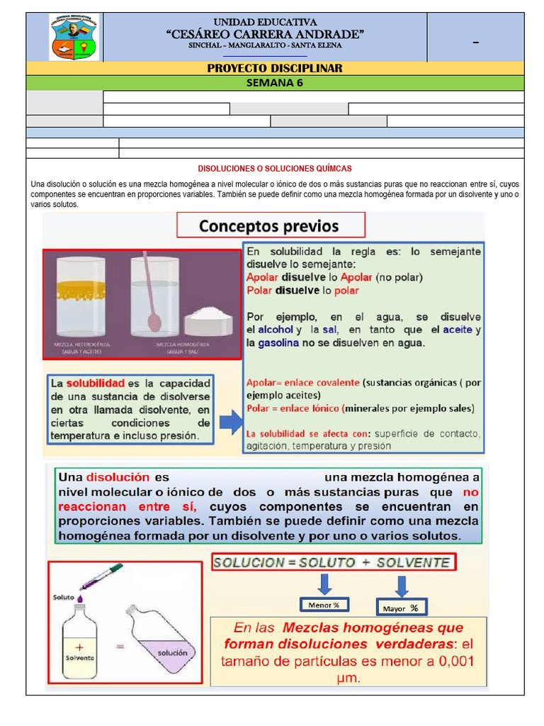 Ficha Disoluciones 2 Bgu - Química | PDF