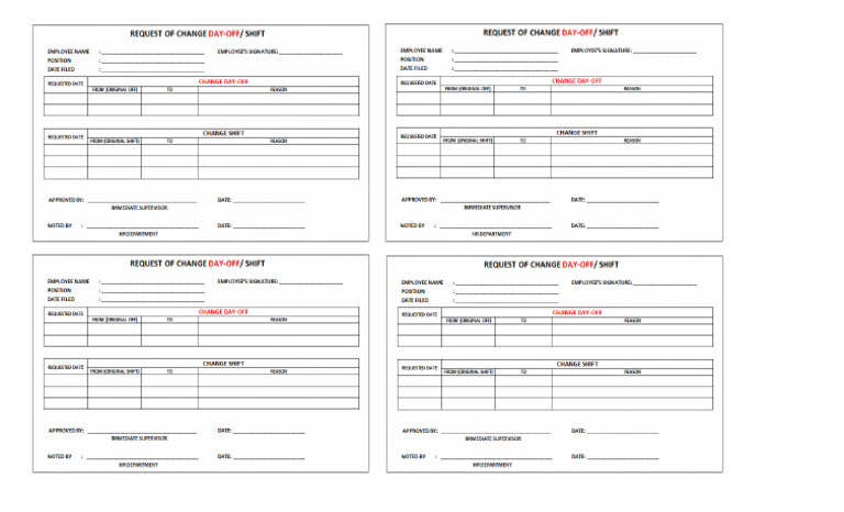 Change Shift Form 2023 | PDF