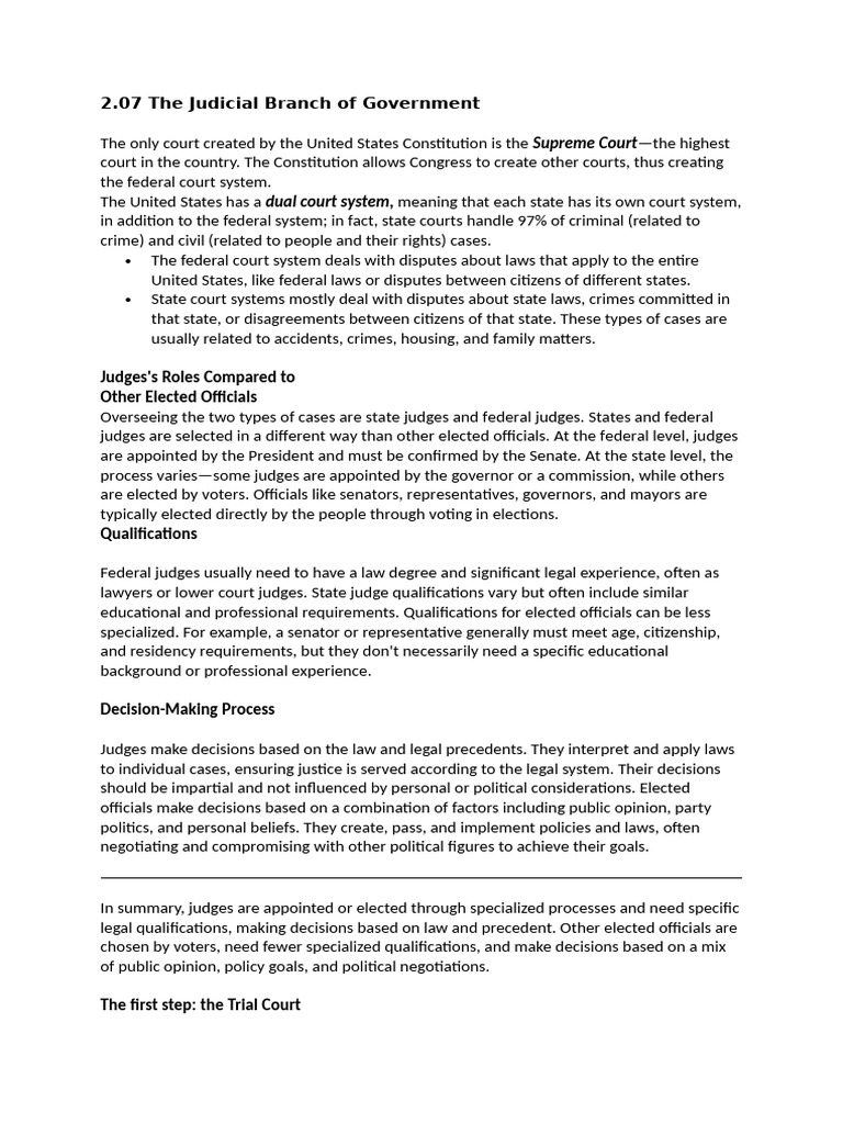 2.07 The Judicial Branch of Government | PDF | Supreme Courts | Supreme ...