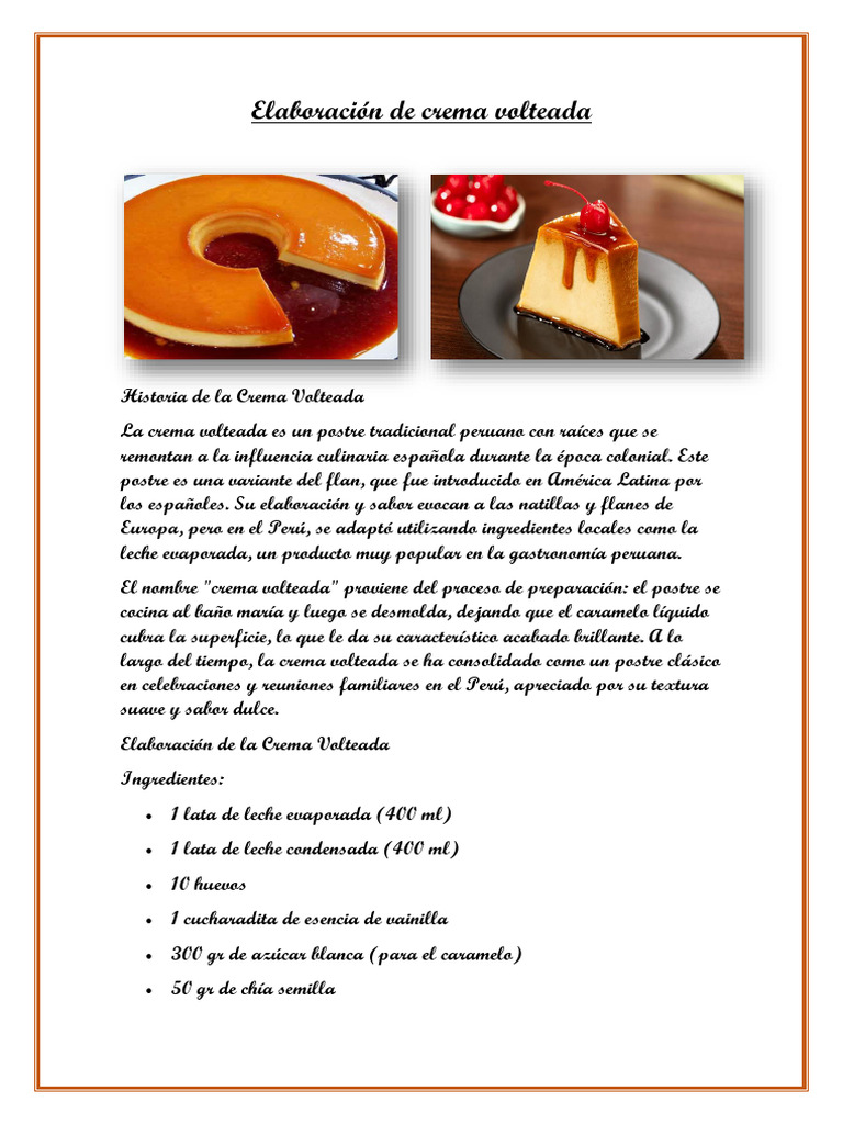Elaboración de Crema Volteada | PDF | Postres | Alimentos
