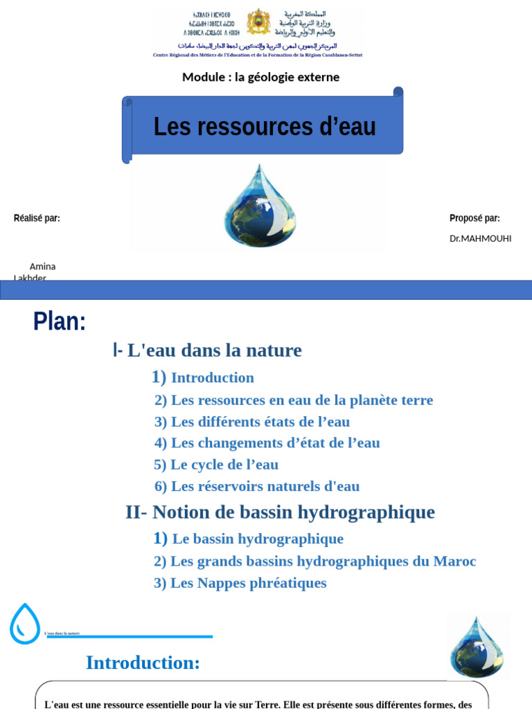 Ressources hydriques et leur gestion | PDF | Eau | Ressources hydriques