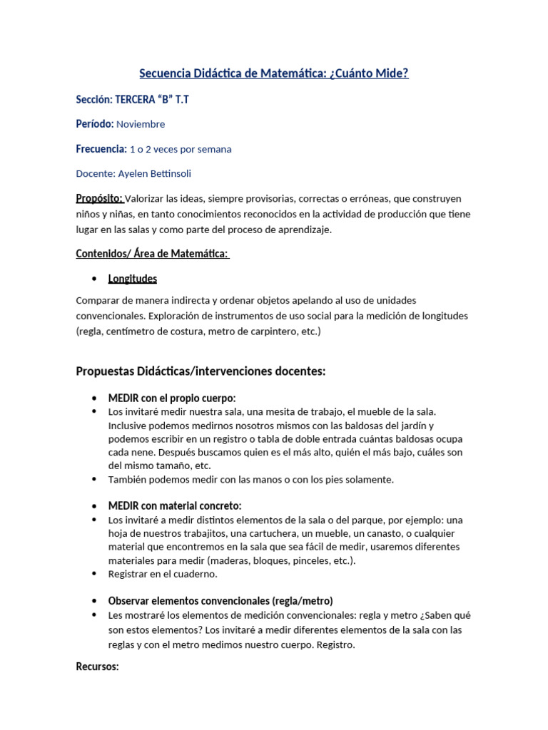 Secuencia Didáctica MEDIDA | PDF