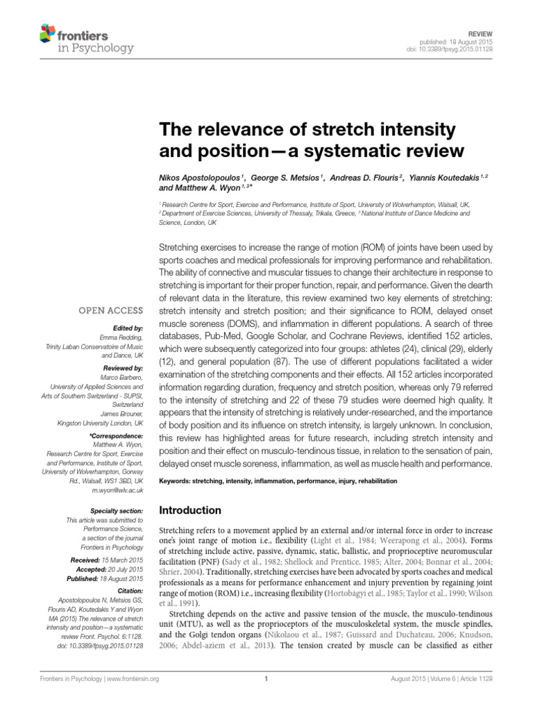 The relevance of stretch intensity and position - a systematic review | PDF