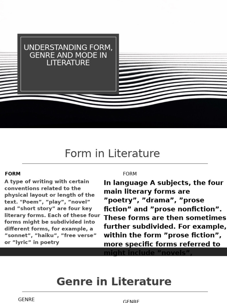 Understanding Form Genre and Mode in LITERATURE | PDF