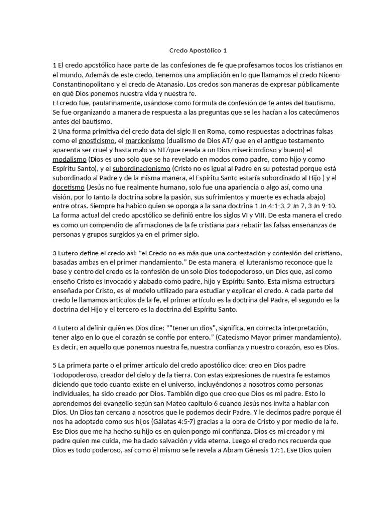 Credo Apostólico: Fe y Creación Divina | PDF | Cristo (título ...