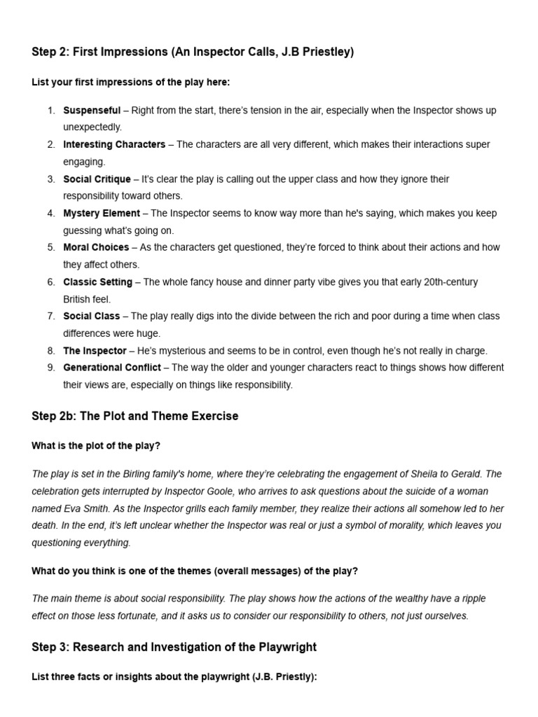 Script analysis inspector calls | PDF | Social Psychology