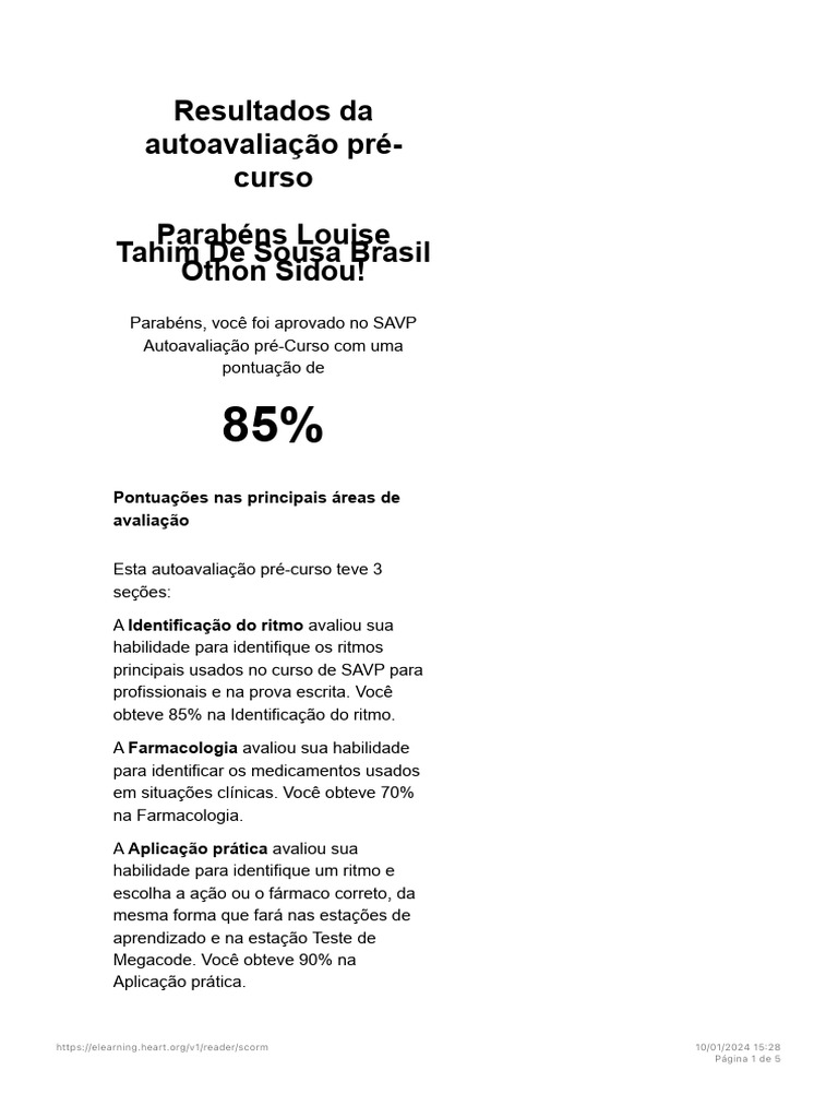 Resultados da Autoavaliação SAVP | PDF | Reanimação cardiopulmonar ...