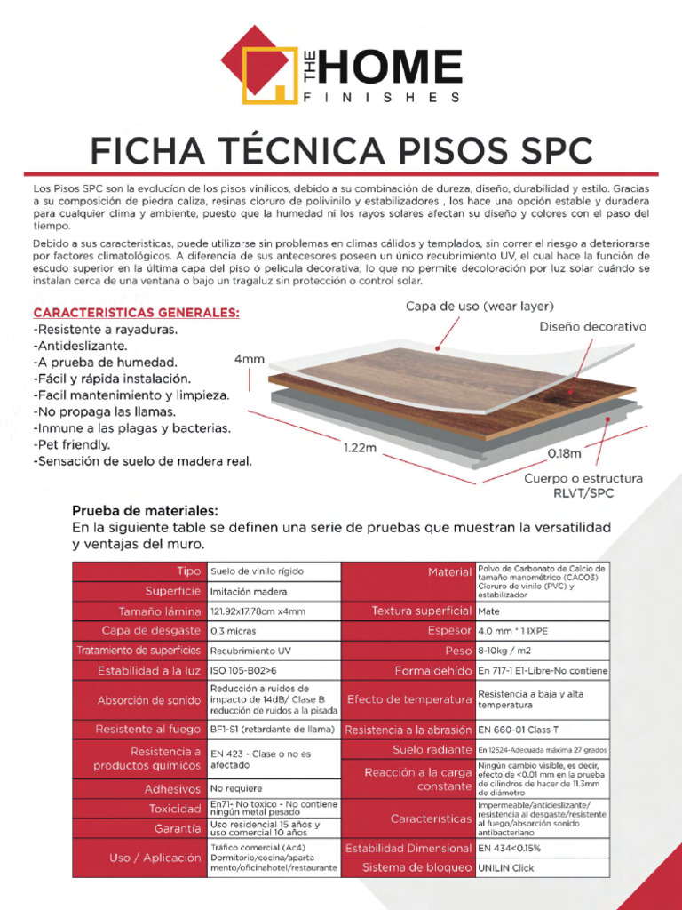 Ficha Tecnica Piso SPC | PDF