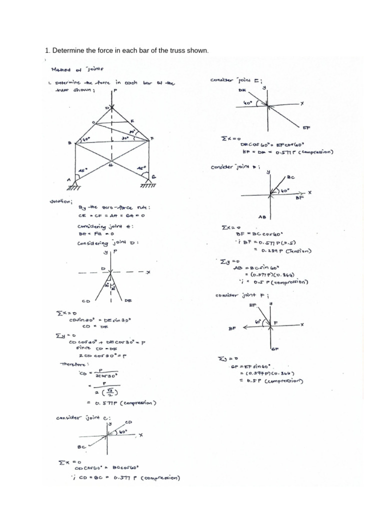 Truss Force Analysis Guide | PDF