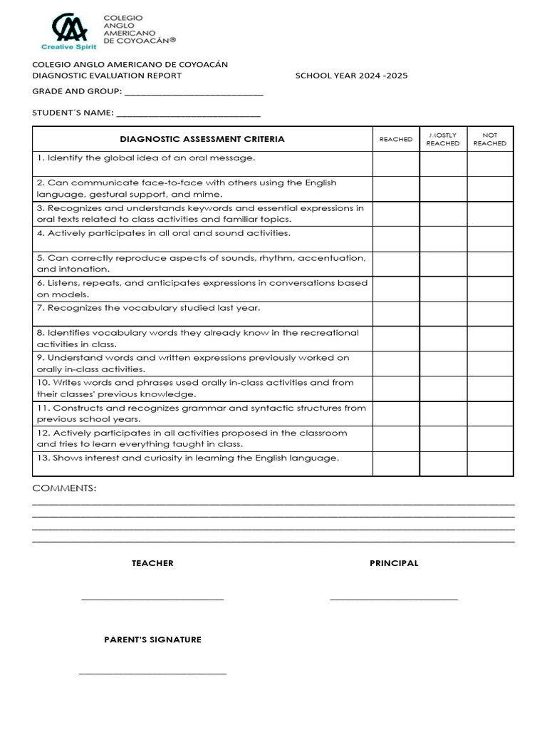 Diagnostic Evaluation Report | PDF