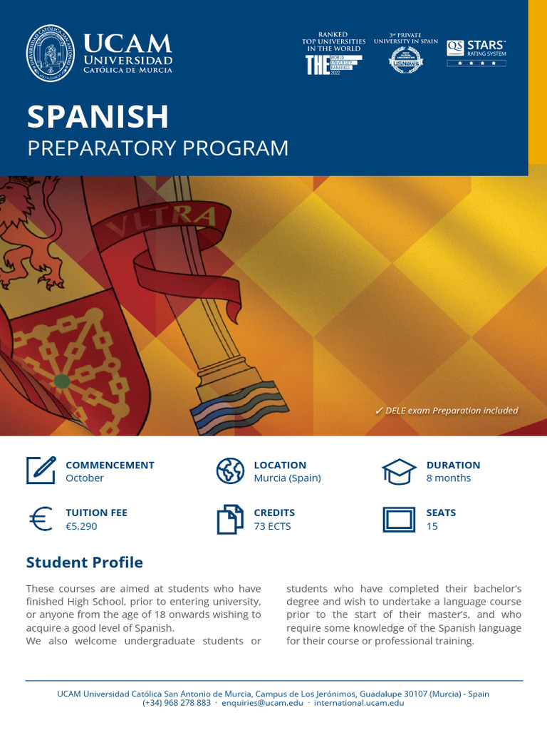 Ucam Spanish Preparatory Program | PDF | Academic Degree