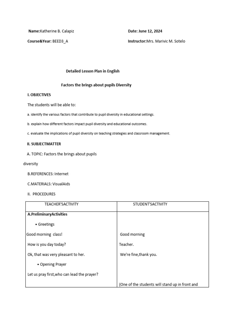 MULTI-GRADE LESSON PLAN (1) | PDF | Lesson Plan | Learning Styles