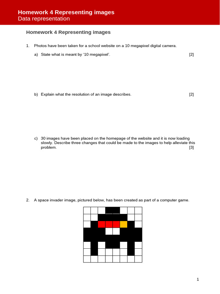 Data Representation Homework 4 Representing Images | PDF