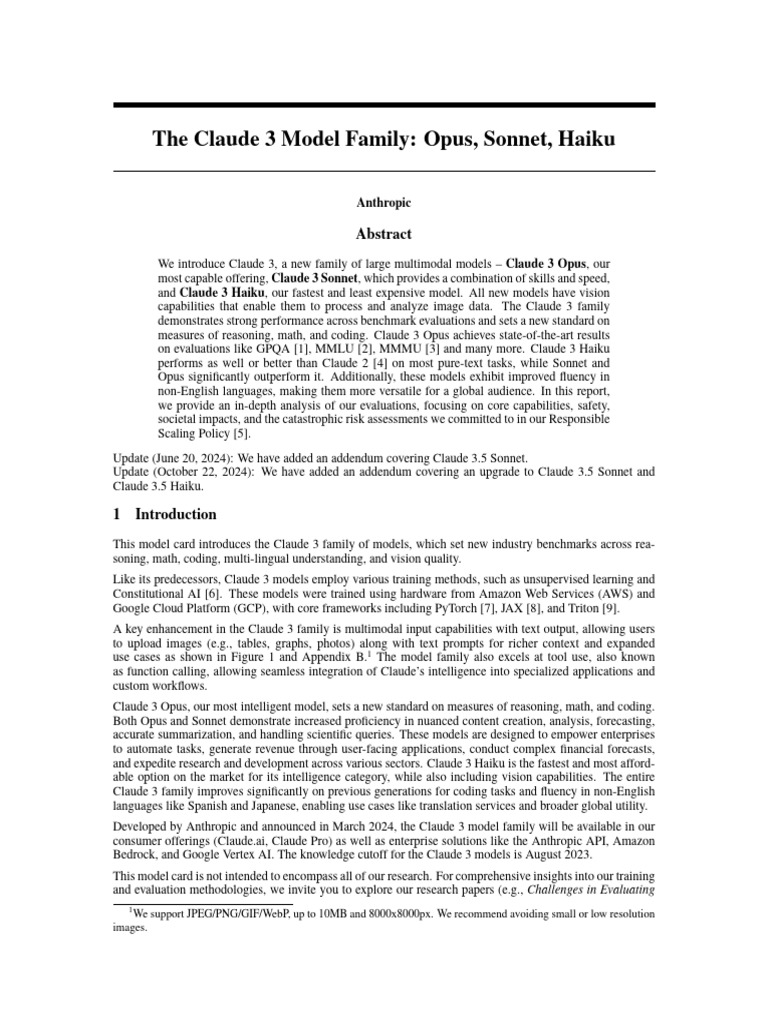 Claude 3 Model Card | PDF | Artificial Intelligence | Intelligence (AI ...