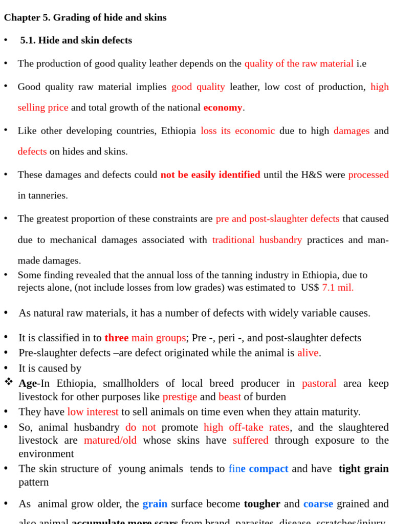 Grading Hides and Skins: Defects Overview | PDF | Leather | Chromium