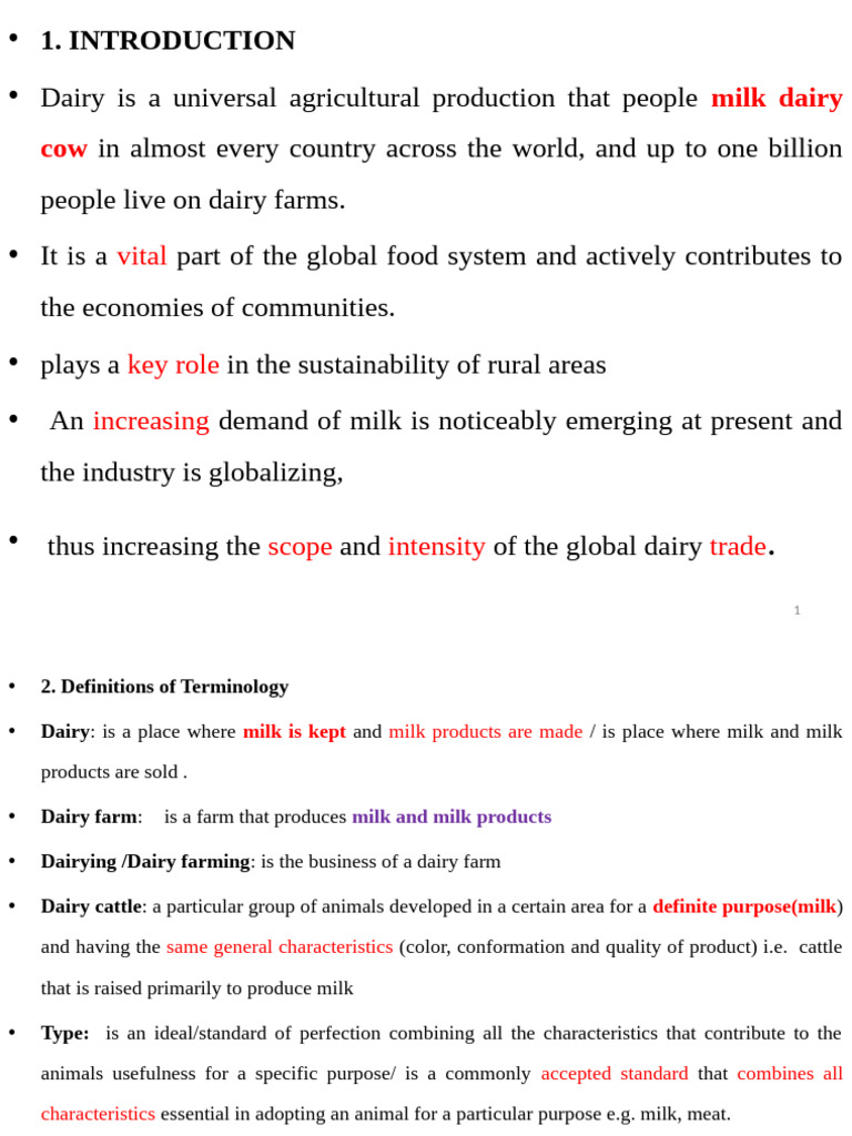 INTRODUCTION On Dairy Cattle Production | PDF | Cattle | Pastoralism