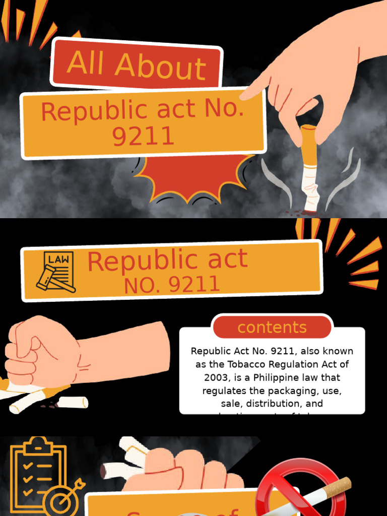 Overview of Republic Act No. 9211 | PDF | Tobacco Smoking | Addiction