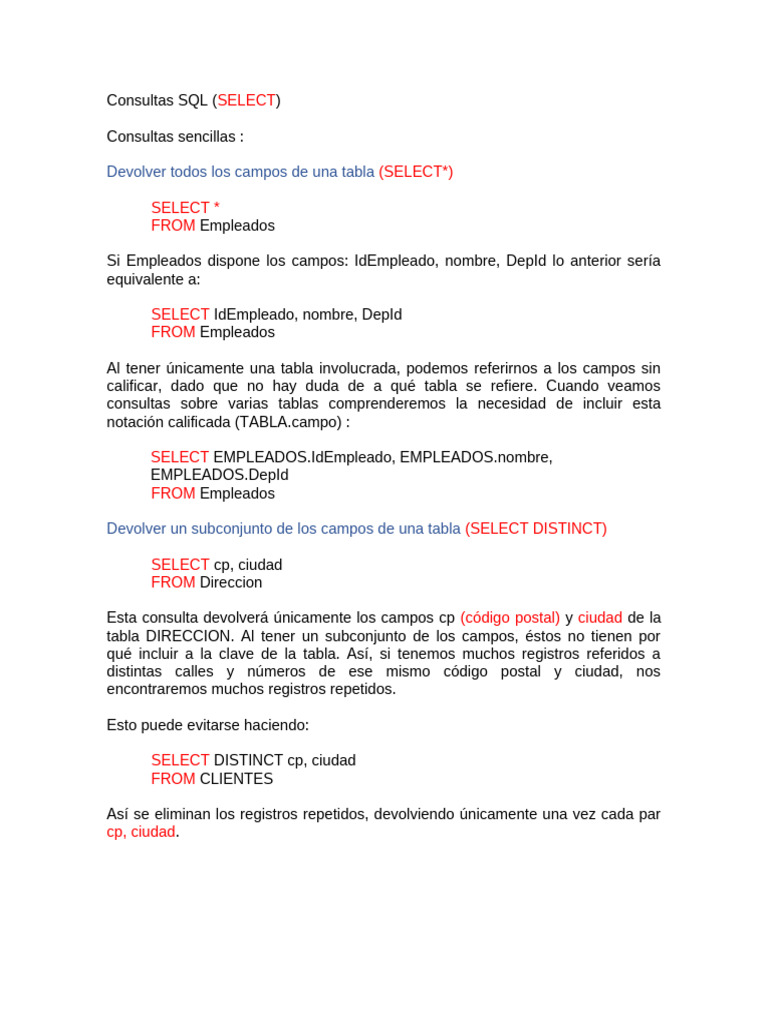 01. Introduccion Consultas SQL | PDF | SQL | Ingeniería de software