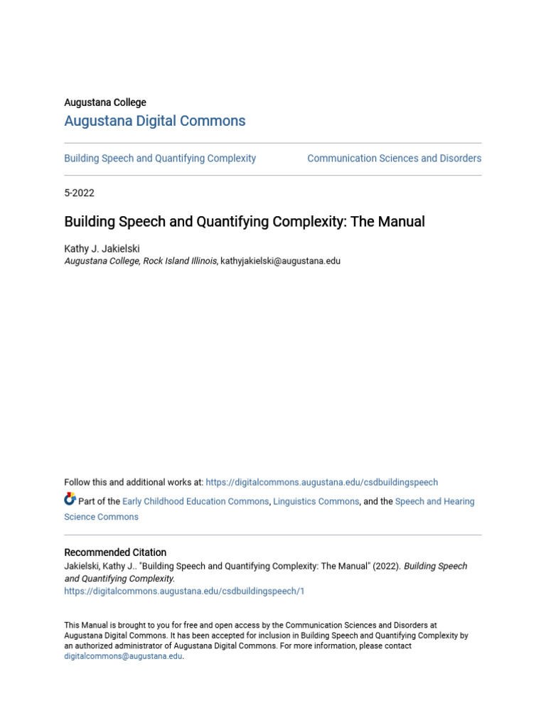 Building Speech and Quantifying Complexity - The Manual | PDF ...