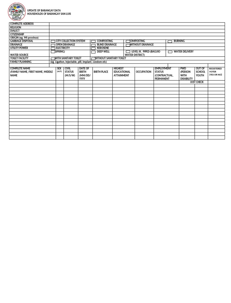 Update of Barangay Data | PDF