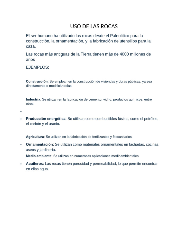 USO DE LAS ROCAS COMPLETO | PDF