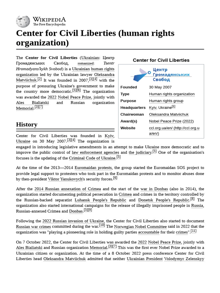 Center For Civil Liberties (Human Rights Organization) | PDF | Ukraine ...